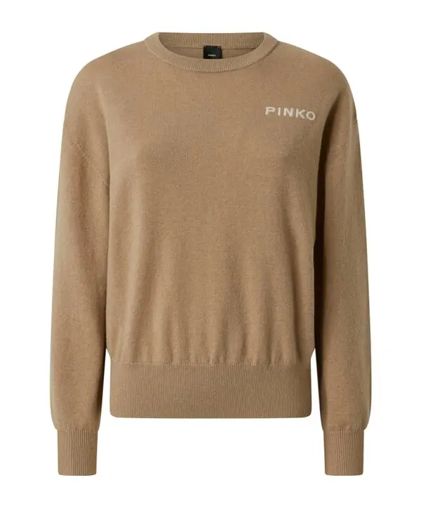 Pinko Martinica Logo Intarsia Jumper - Brown