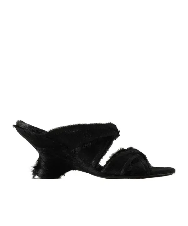 Dries Van Noten 75mm Pony-hair Sculpted-heel Sandals - Black