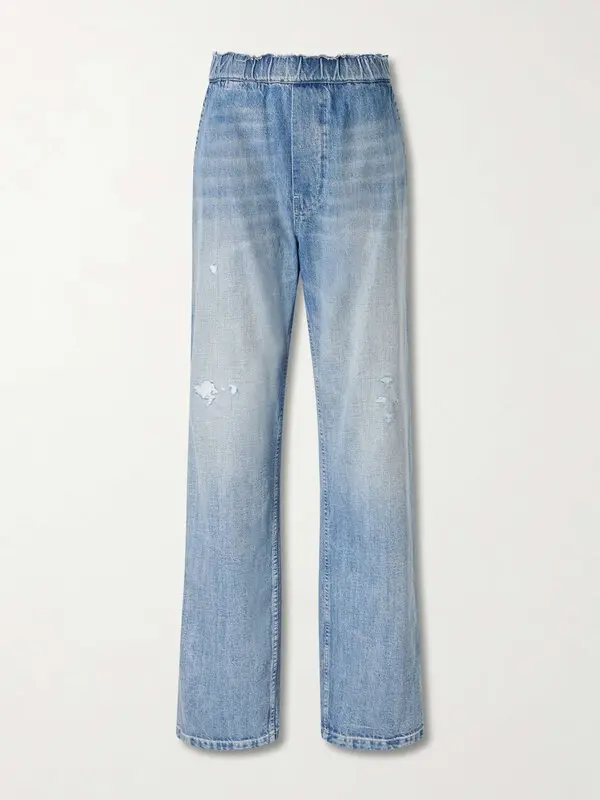 MAISON MARGIELA Distressed Wide-leg Jeans - Light Denim