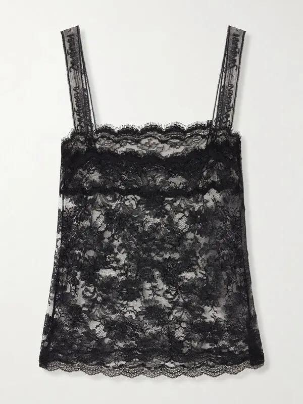 Saint Laurent Lace-trimmed Floral Tank
