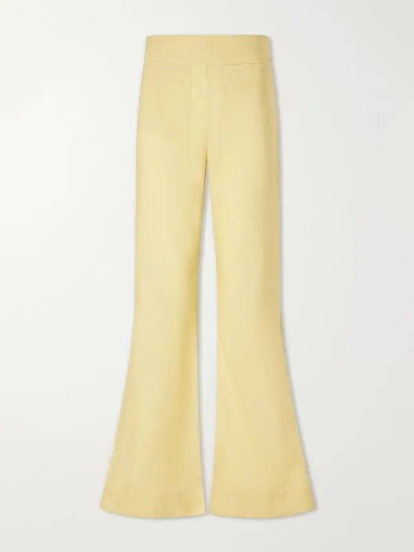 Alix Of Bohemia Farah Sunlight Wool And Linen-blend Flared Pants - Yellow
