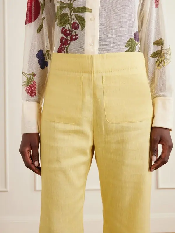 Alix Of Bohemia Farah Sunlight Wool And Linen-blend Flared Pants