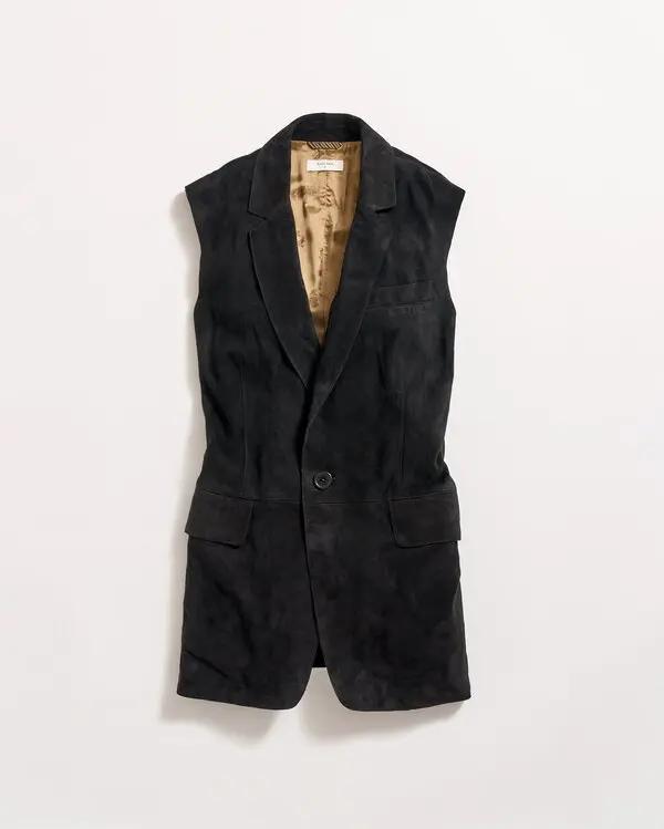 Billy Reid Suede Blazer Vest - Black