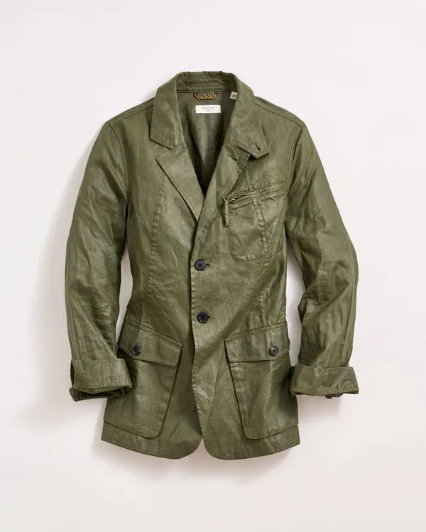 Billy Reid Coated Linen Hacking Jacket - Shadow