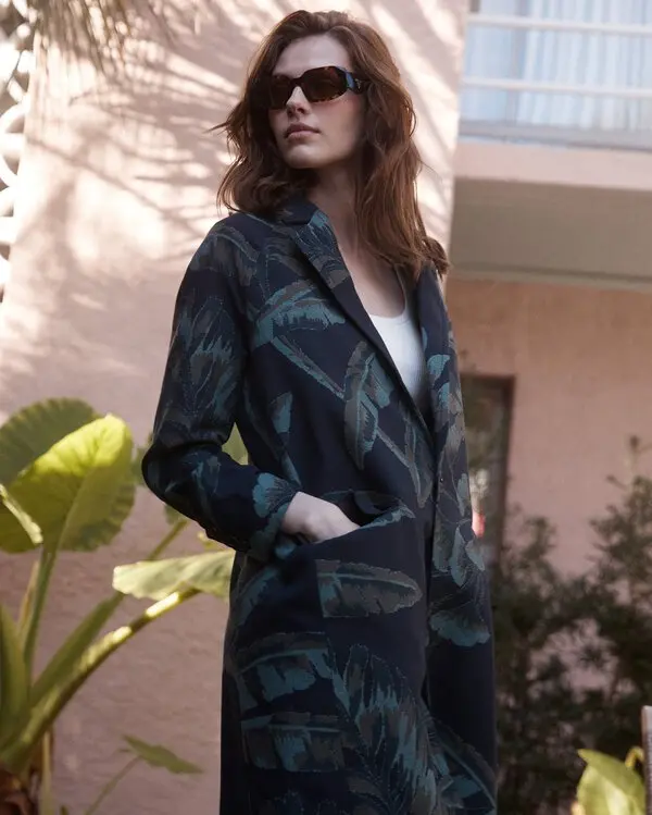 Billy Reid Tropical Oasis Jacquard Coat - Navy Green