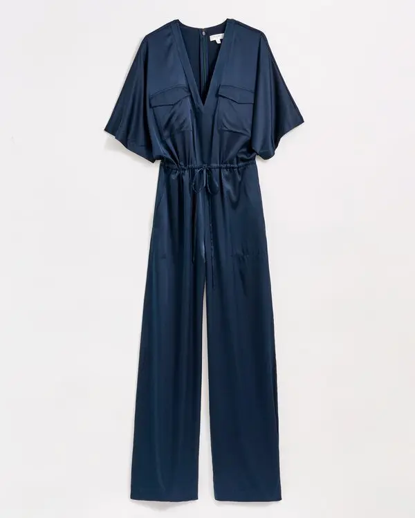 Billy Reid Silk Jumpsuit - Navy