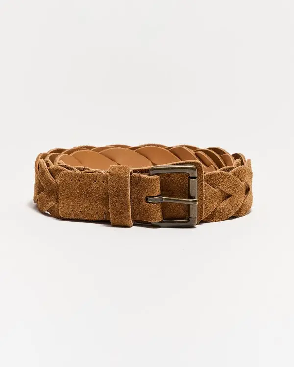 Billy Reid Suede Braided Belt - Light Brown