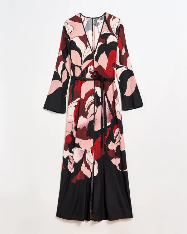 Billy Reid Winter Rose Maxi Cocktail Dress - Red,black