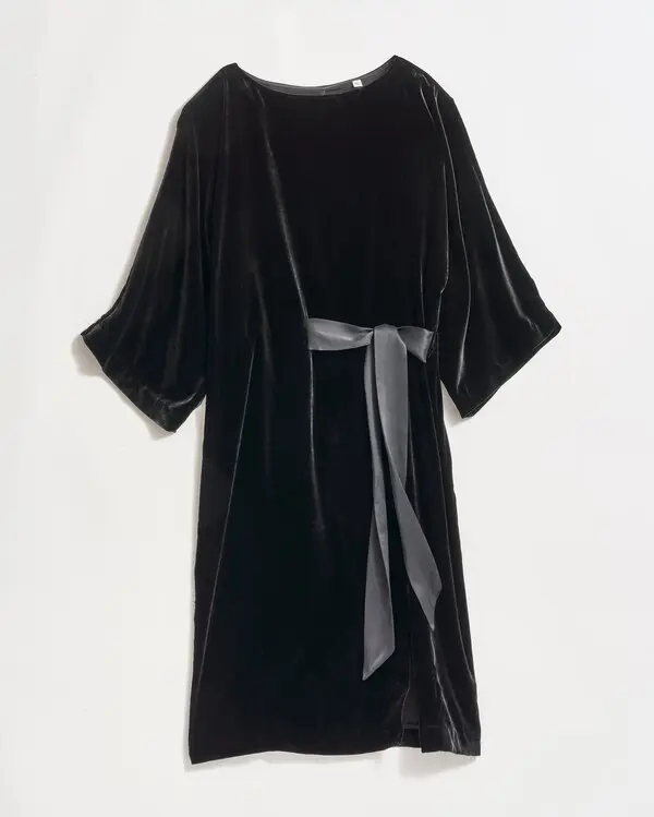Billy Reid Velvet Tie Waist Dress - Black