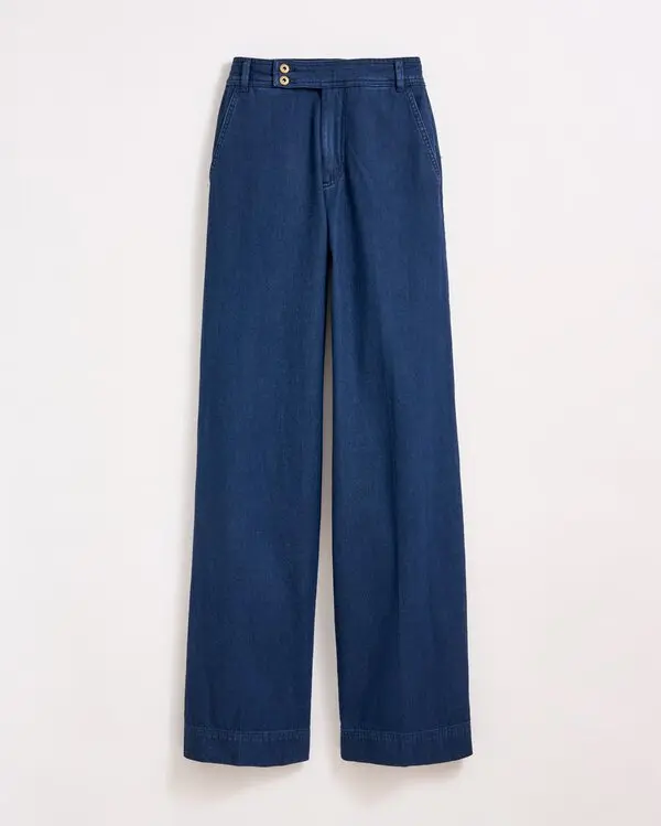 Billy Reid Denim Wide Leg Trouser - Navy