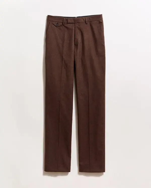 Billy Reid Flannel Flat Front Trouser - Chocolate Heather