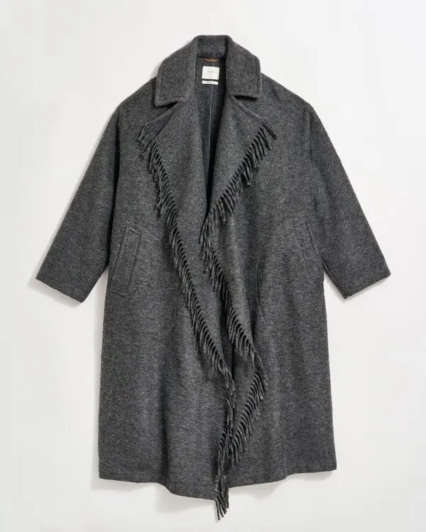 Billy Reid Long Blanket Fringe Coat - Grey