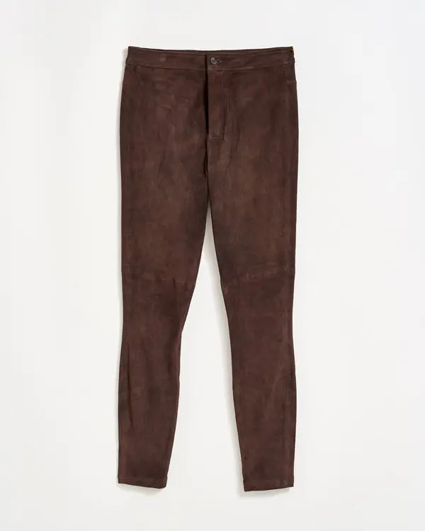 Billy Reid Stretch Suede Fly Front Legging - Java
