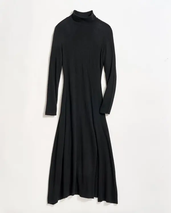 Billy Reid Wool Turtleneck Contour Sweater Dress - Black