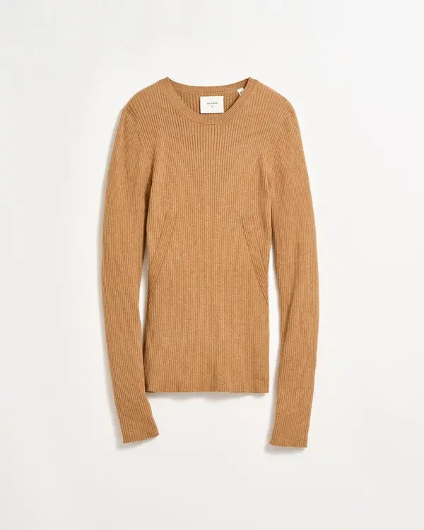Billy Reid Long Sleeve Rib Crew - Brown