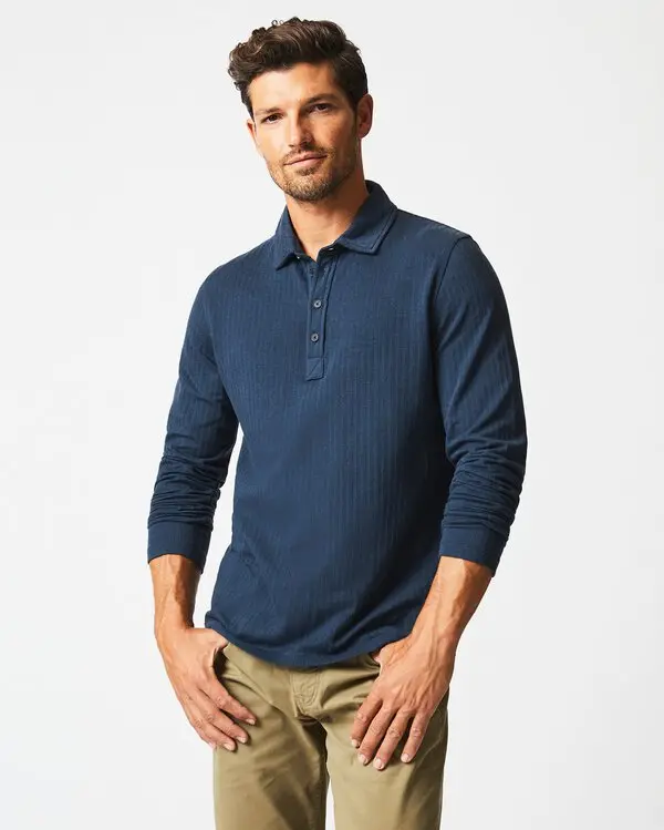 Billy Reid Long-sleeve Herringbone Polo
