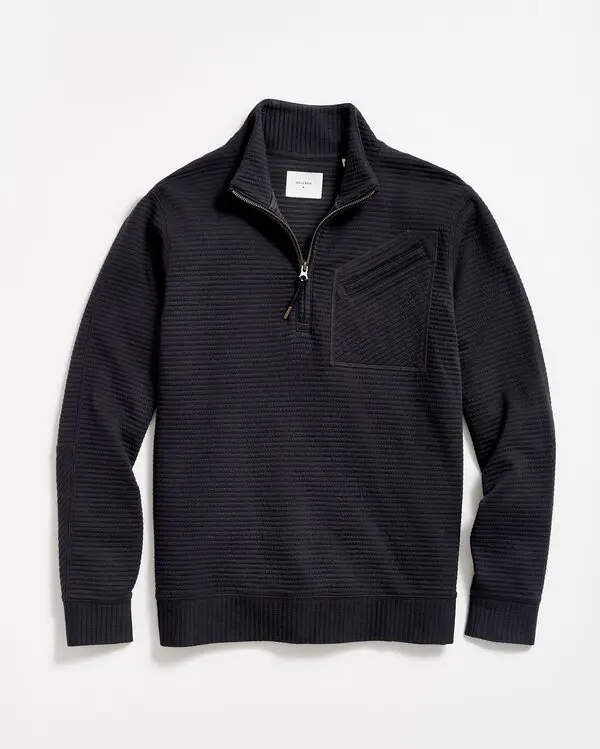 Billy Reid Quilted Half Zip - Navy