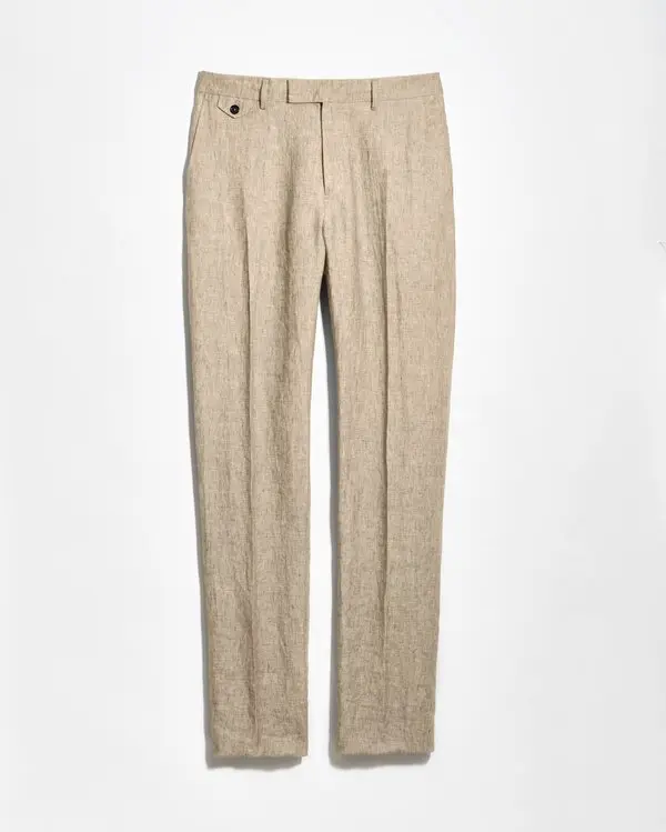Billy Reid Linen Flat Front Trouser - Light Khaki