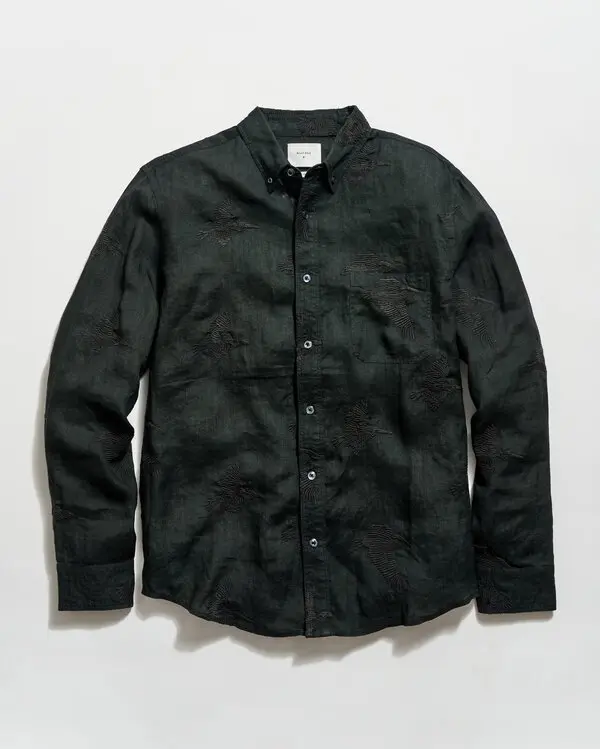 Billy Reid Embroidered Pelican Tuscumbia Shirt Button Down - Peat