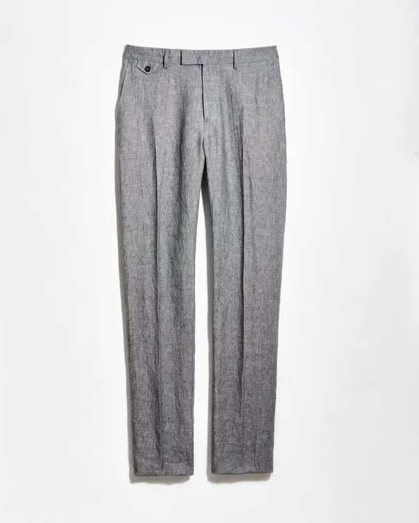 Billy Reid Linen Flat Front Trouser - Grey