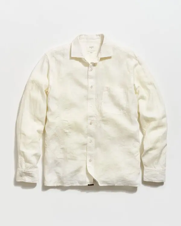 Billy Reid Long Sleeve Embroidered Treme Shirt - Cream