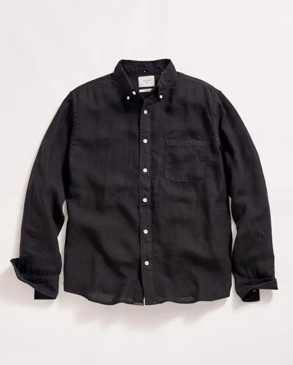 Billy Reid Tuscumbia Linen Shirt Button Down - Black