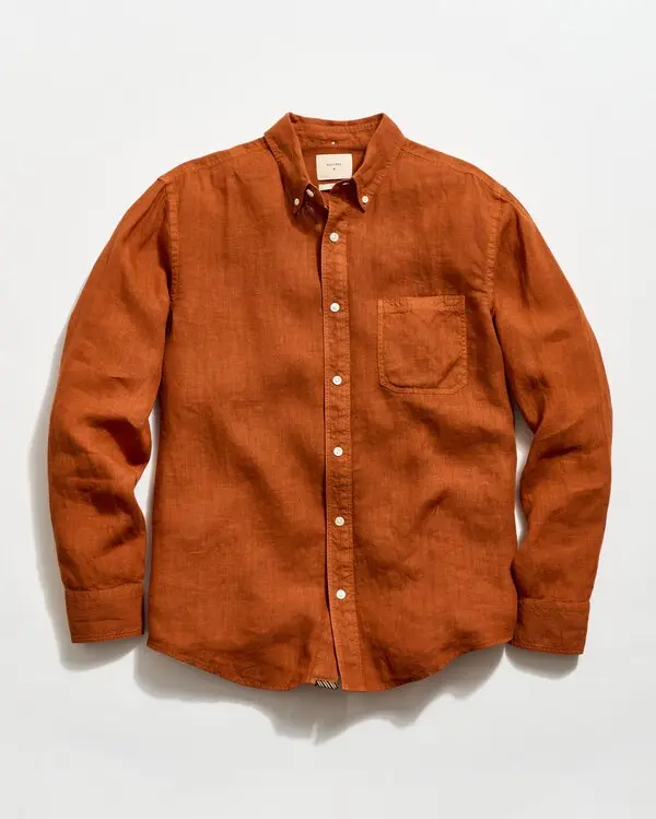 Billy Reid Tuscumbia Linen Shirt Button Down - Umber