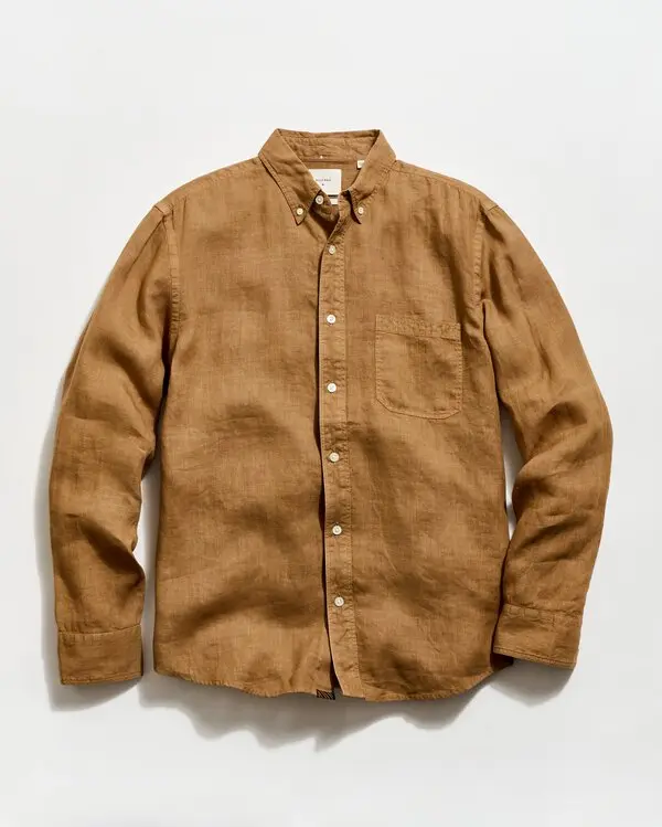 Billy Reid Tuscumbia Linen Shirt Button Down - British Khaki