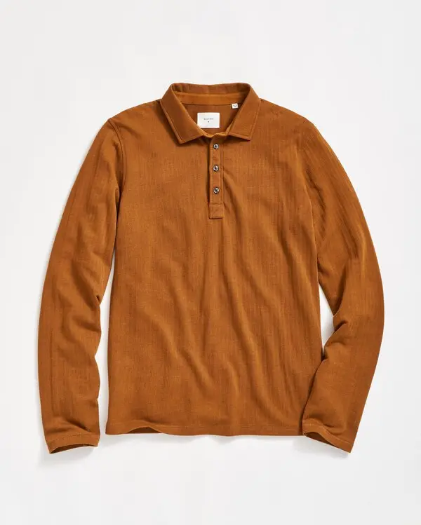Billy Reid Long Sleeve Herringbone Polo
