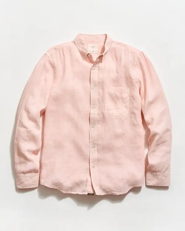 Billy Reid Tuscumbia Linen Shirt Button Down - Pink
