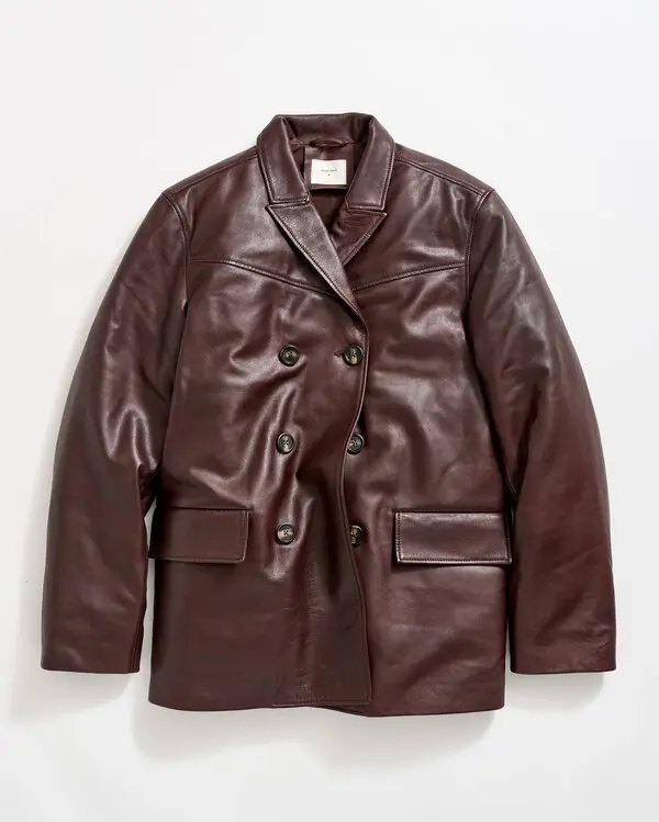 Billy Reid Insulated Leather Bond Peacoat