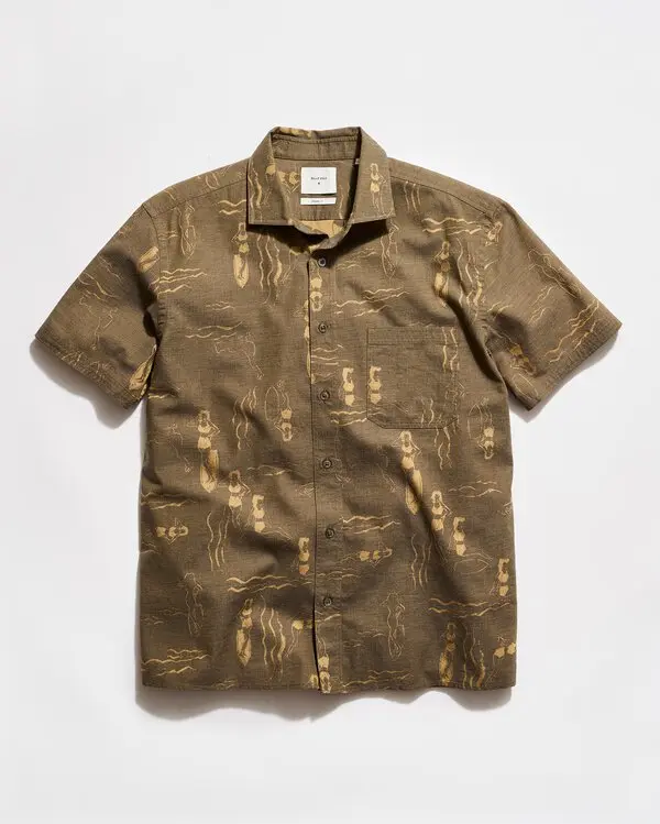 Billy Reid Short Sleeve Melange Surfing Ladies Treme Shirt - Asphalt