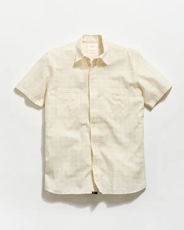 Billy Reid Short Sleeve Corded Plaid Donelson Shirt - Tinted White Multi