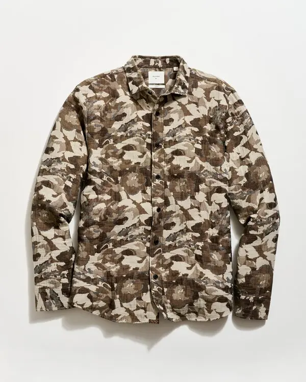Billy Reid Camellia Jacquard Cedar Shirt - Green Multi