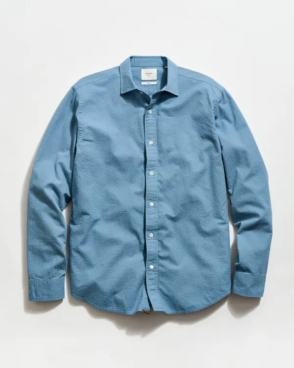 Billy Reid Seersucker Cedar Shirt - Blue