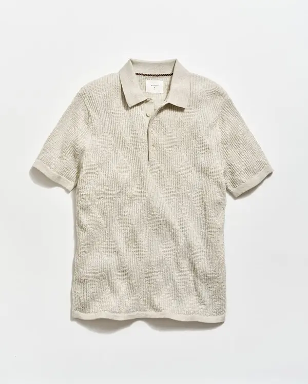 Billy Reid Diamond Sweater Polo - Light Grey Heather