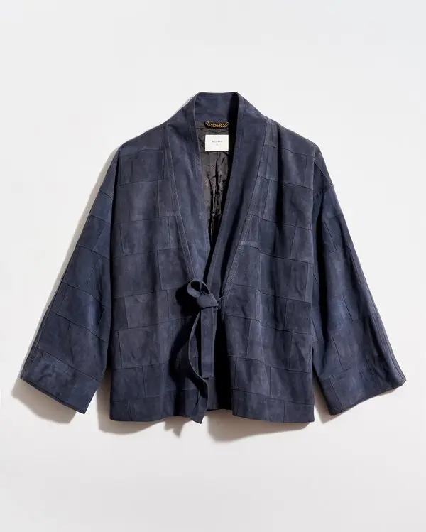 Billy Reid Patchwork Gart Dyed Suede Jacket - Navy