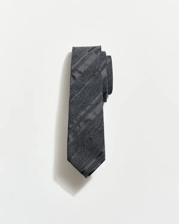 Billy Reid Tonal Verigated Striped Tie - Grey
