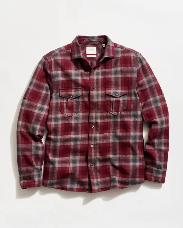 Billy Reid Brushed Bold Plaid Scout Shirt - Syrah Multi