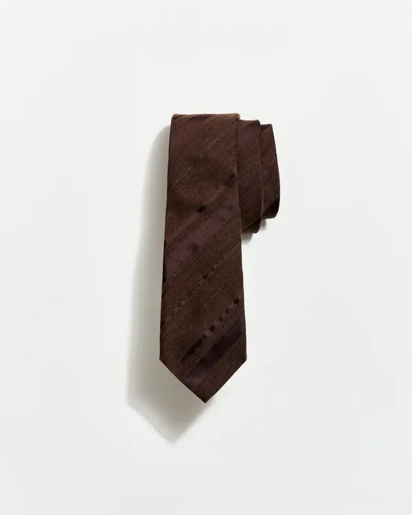 Billy Reid Tonal Verigated Striped Tie - Brown