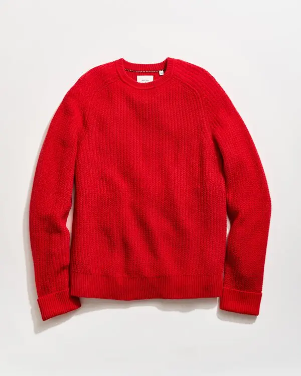 Billy Reid Wool Plaited Textured Crew - Pompeian Red