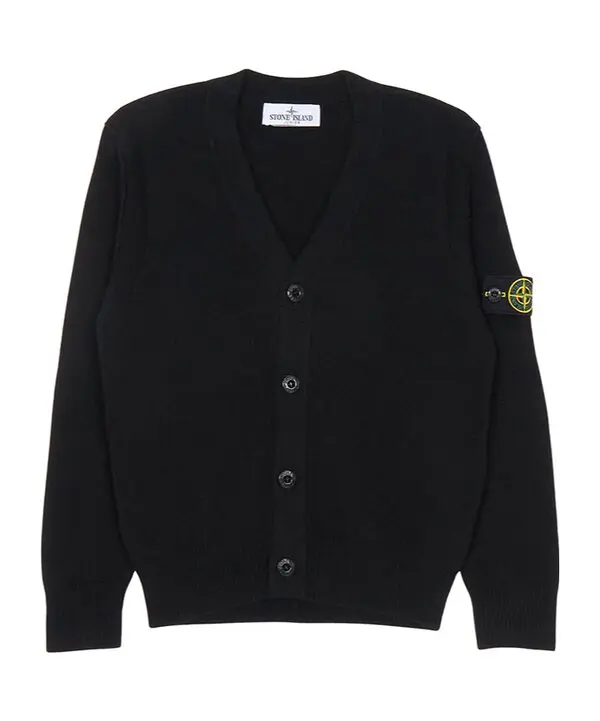 Stone Island Long-sleeved Knitted Cardigan - Black