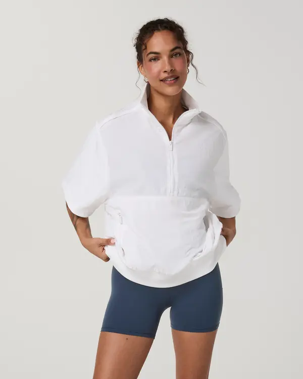 Vuori Retrograde Short Sleeve Half Zip Jacket - White