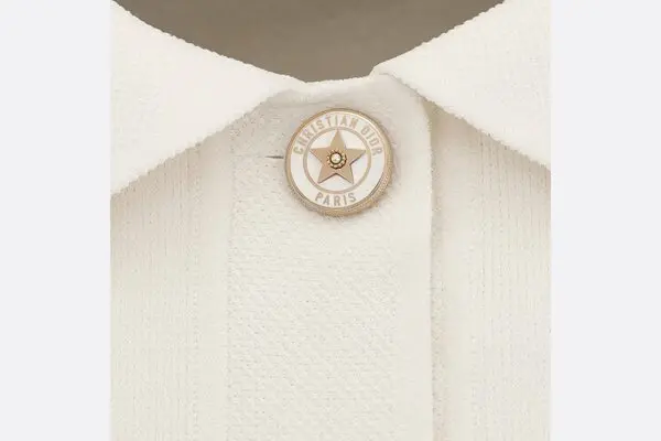 Dior Cropped Jacket With Resin Pearl Embellishments - White