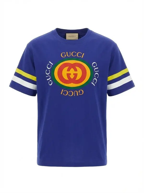 Gucci Vintage Logo Printed Crewneck T-shirt - Blue