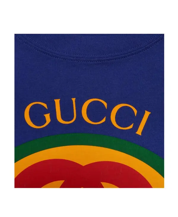 Gucci Vintage Logo Printed Crewneck T-shirt - Blue
