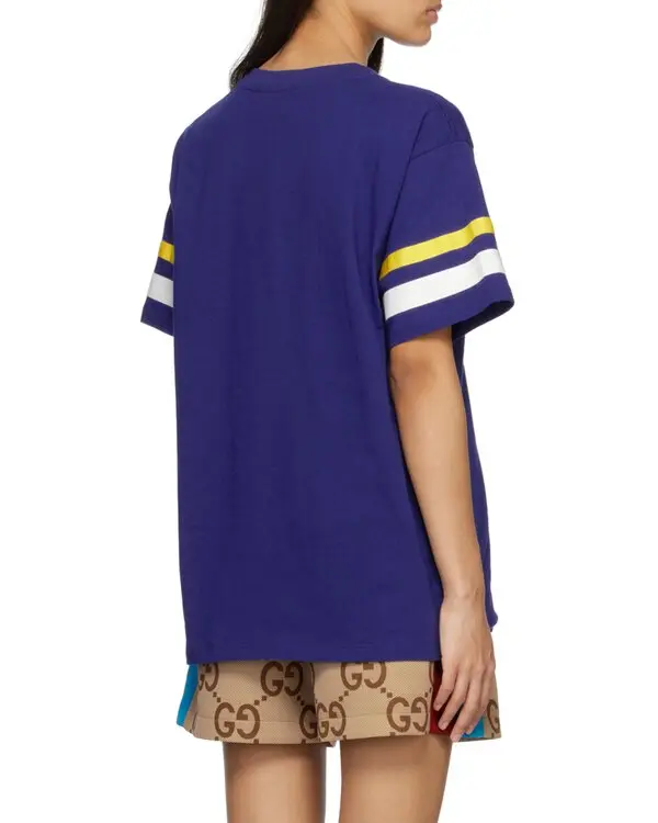 Gucci Vintage Logo Printed Crewneck T-shirt - Blue
