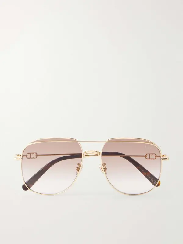 Dior Petit Cd Metal Aviator Sunglasses - Gold