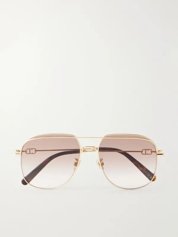 Dior Petit Cd Metal Aviator Sunglasses - Gold