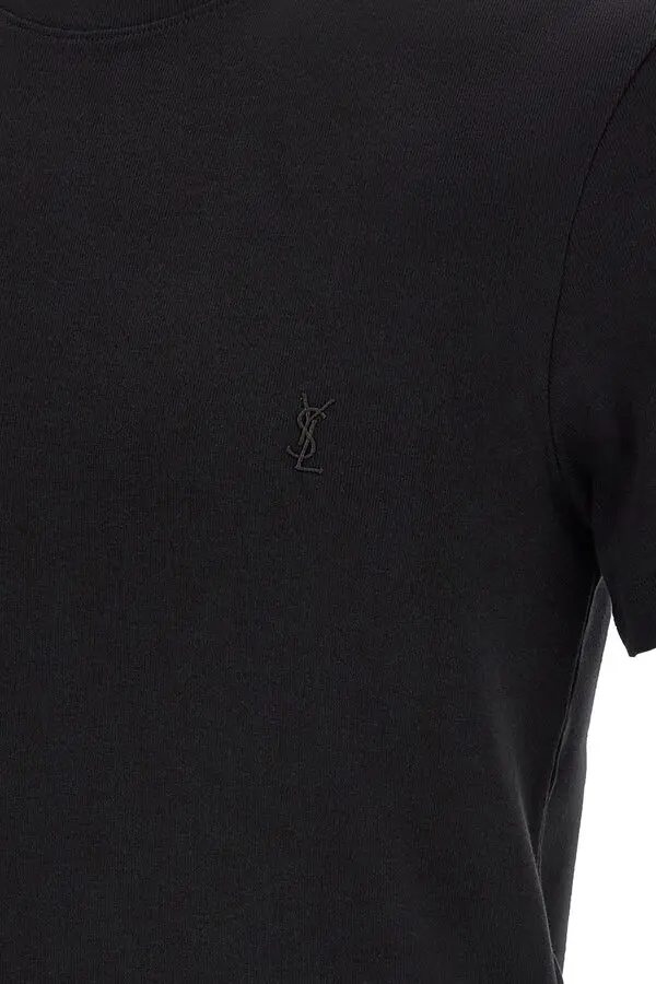 Saint Laurent Cassandre Ribbed T-shirt - Black